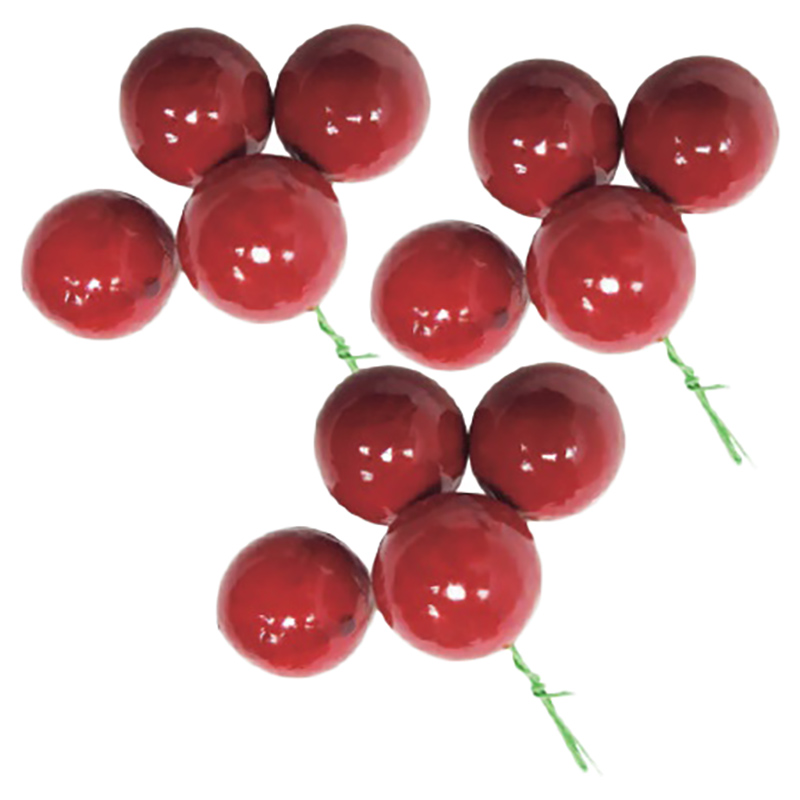 Christmas Magic - 6pcs Berries 2.5cm - Red | Jomla.ae