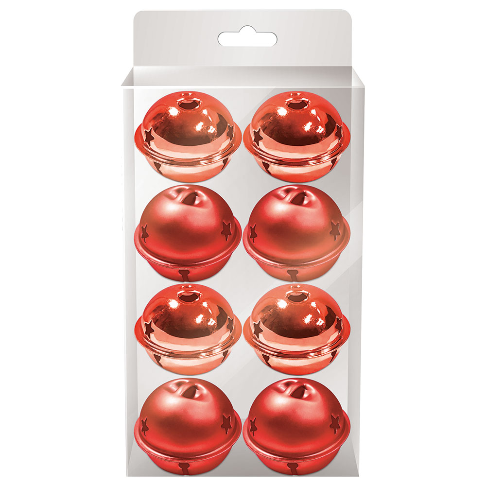 Christmas Magic - 8pcs Bells 4cm - Red | Jomla.ae