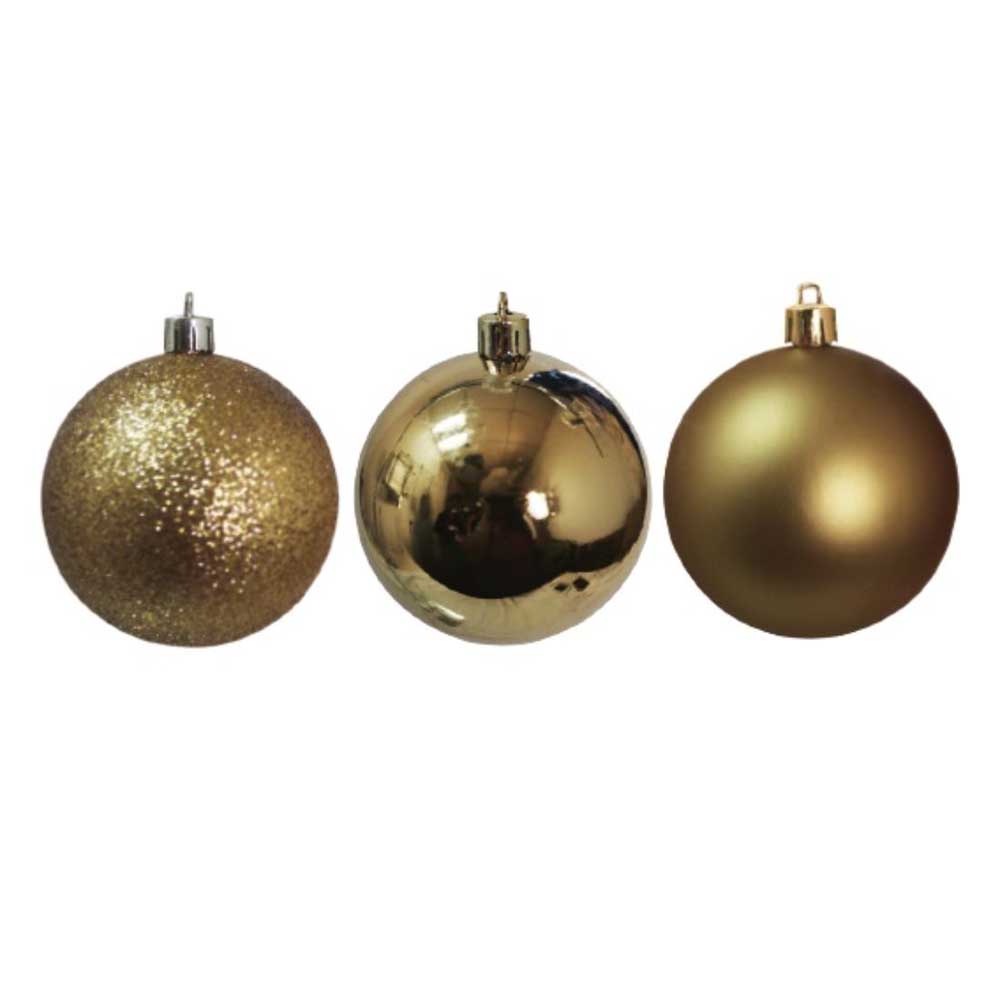 Christmas Magic - Shiny Matt Glitter Balls 7 cm Pack of 12 - Gold ...