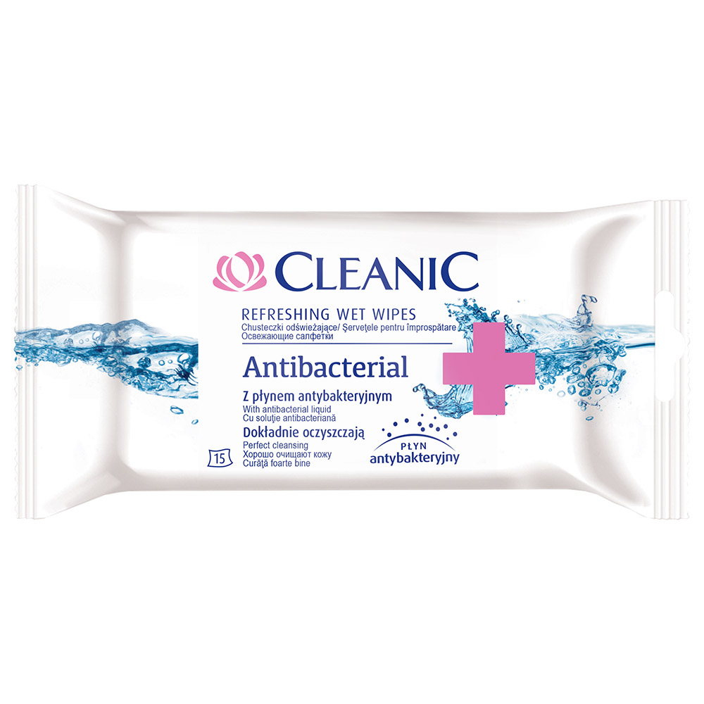 Cleanic - Refresh Anti-Bacterial Wet Wipes 15 Wipes Pack | Jomla.ae
