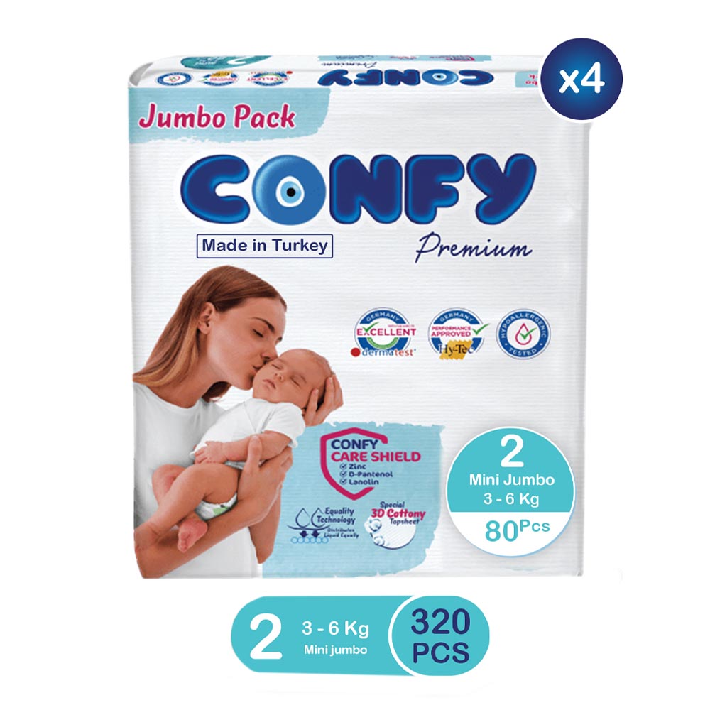 Order Confy - Premium Baby Diapers Jumbo Saver Pack 4x80 - Mini Size 2 ...