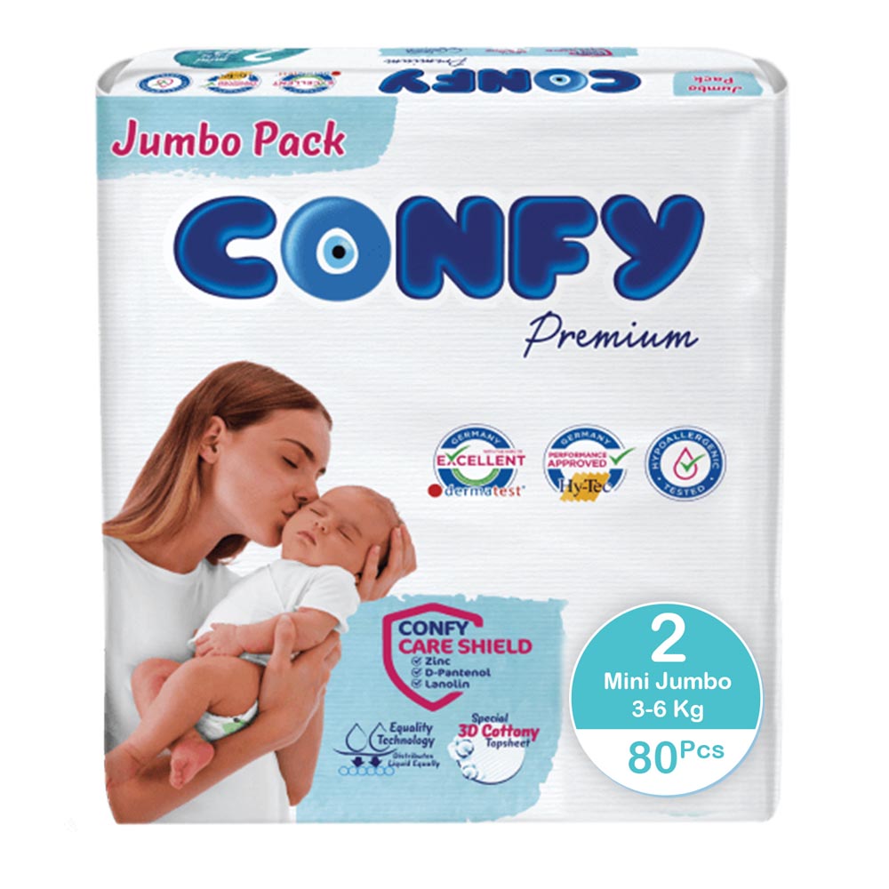 Confy - Premium Baby Diapers Jumbo Single Pack - Mini Size 2 - 5-8kg ...