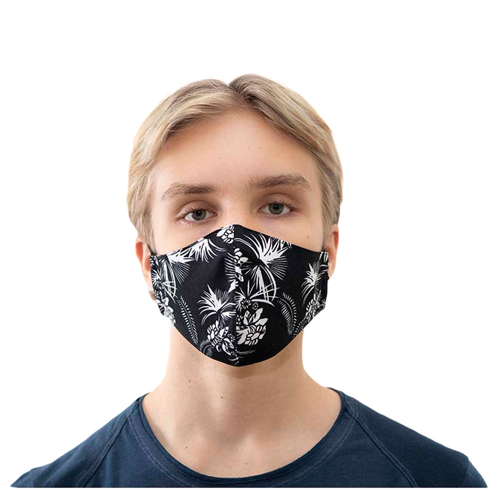 Coochy Coo - Kids & Adult Fabric Mask - Black Flower | Jomla.ae