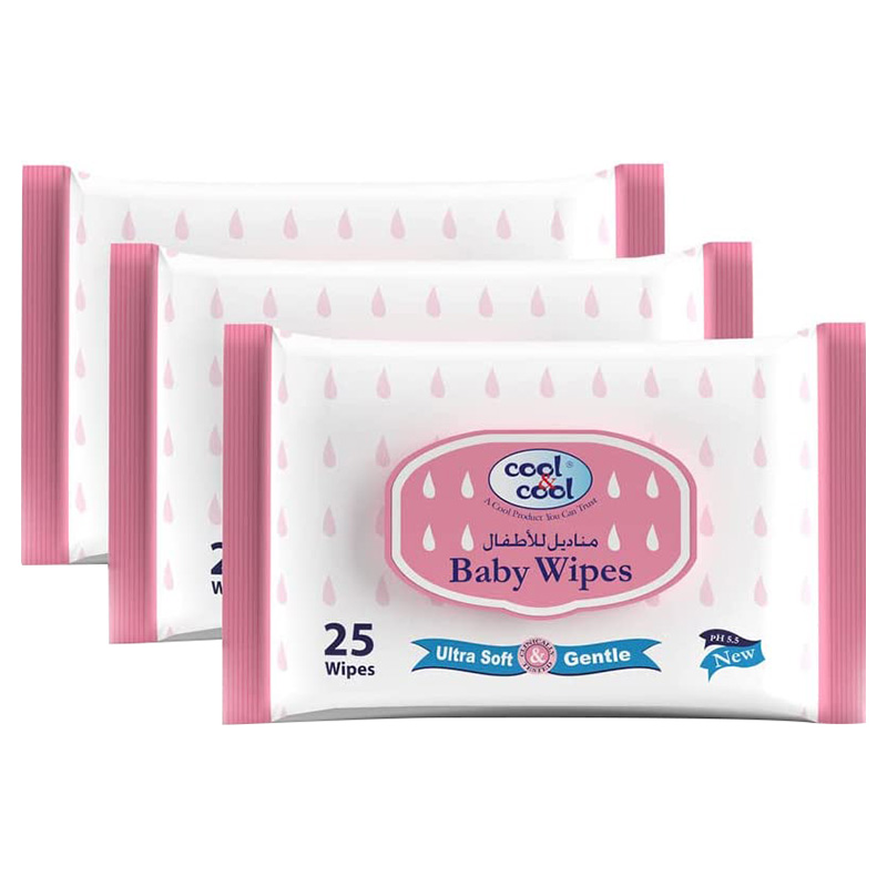 Cool & Cool - Baby Wipes 25s Pack of 3 | Jomla.ae