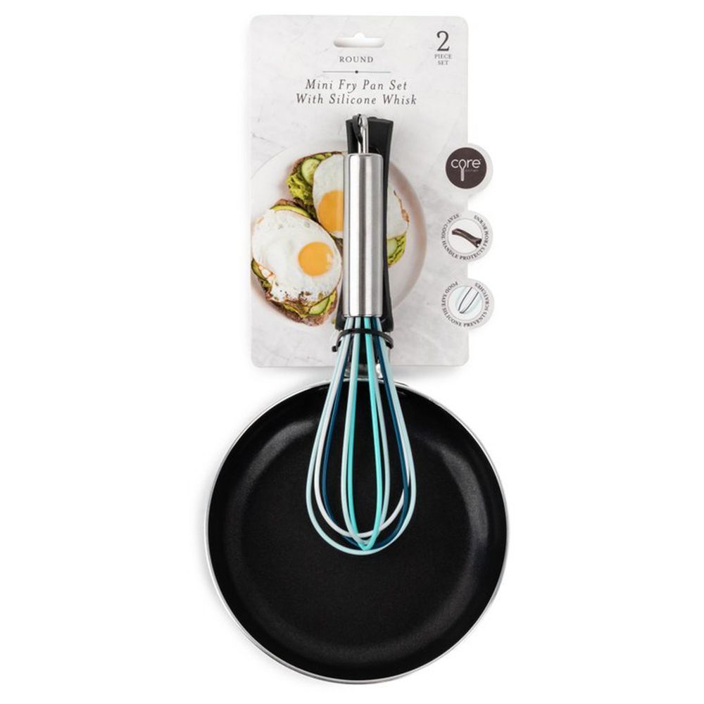 Order Core - Mini Round Fry Pan W/ Silicone Whisk Set Now! | Jomla.ae