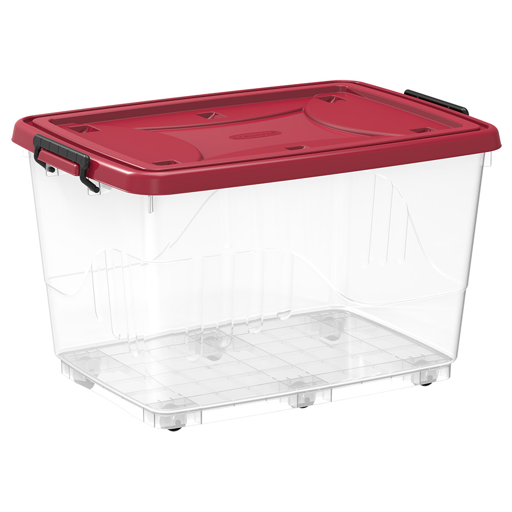 Cosmoplast - Plastic Storage Box w/ Wheels - 82L - Red | Jomla.ae