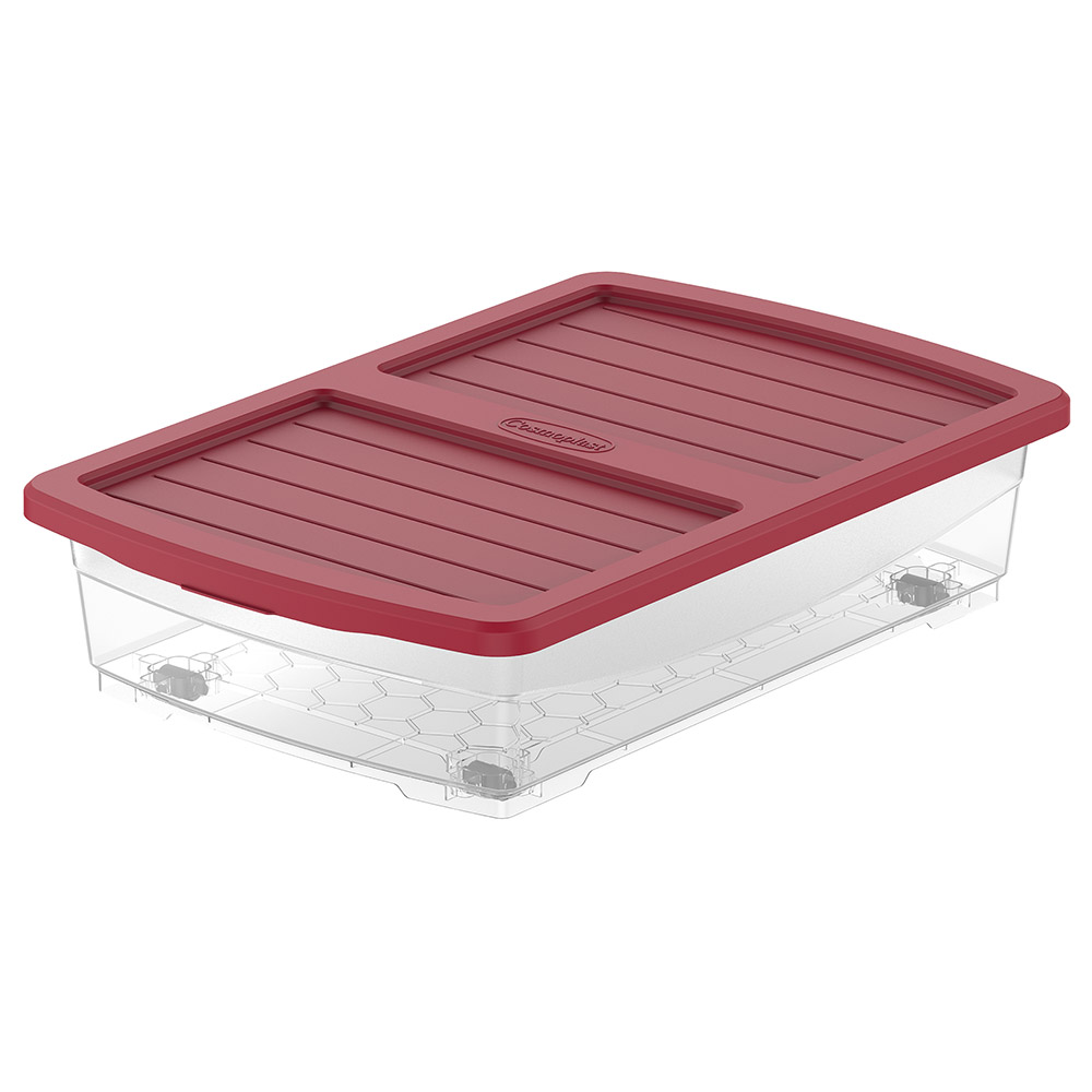 Cosmoplast - Plastic Underbed Storage Box w/ Wheels - 25L - Red | Jomla.ae