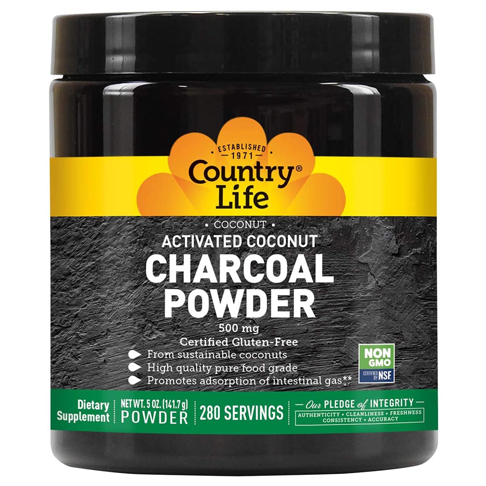 Country Life - Activated Coconut Charcoal 500mg Powder | Jomla.ae