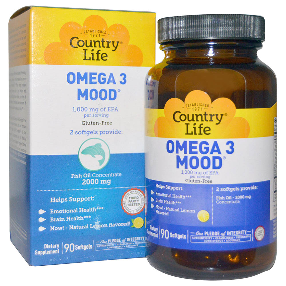 اطلب مكمل غذائي اوميجا 3 بتركيز 2000 مجم 90 كبسولة من كاونتري لايف Country Life - Omega 3 Mood ...