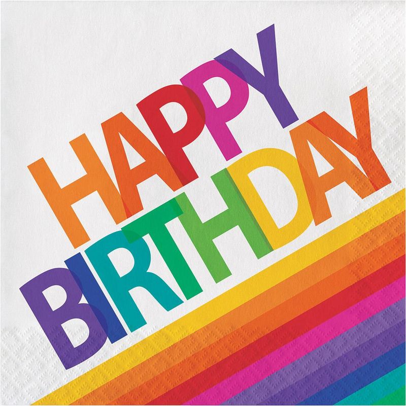Creative Converting Rainbow Happy Birthday Napkins 16pcs | Jomla.ae