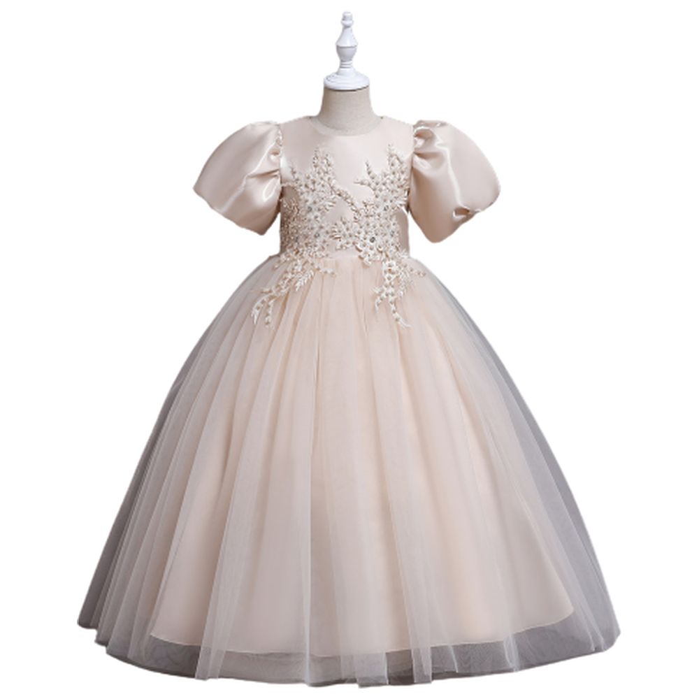 Order D' Daniela - Puff Sleeve Long Tulle Pearl Dress - Cream Now ...