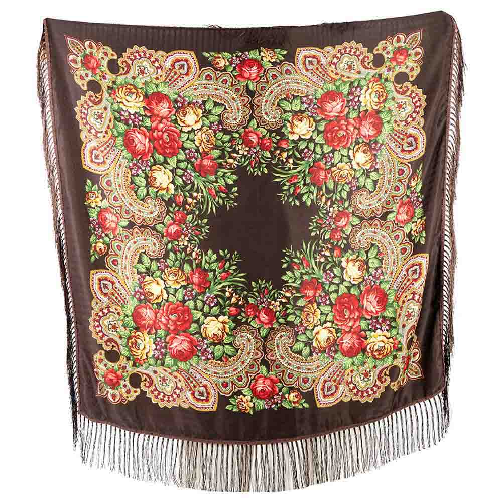 Order D' Daniela - Traditional Print Shawl - L - Brown W/ Gold Now ...