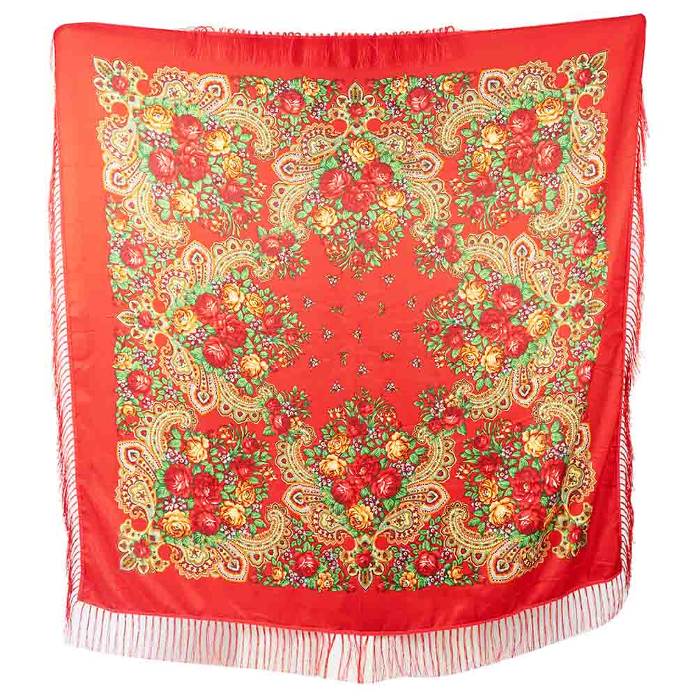 Order D' Daniela - Traditional Print Shawl - L - Red W/ Gold Now ...