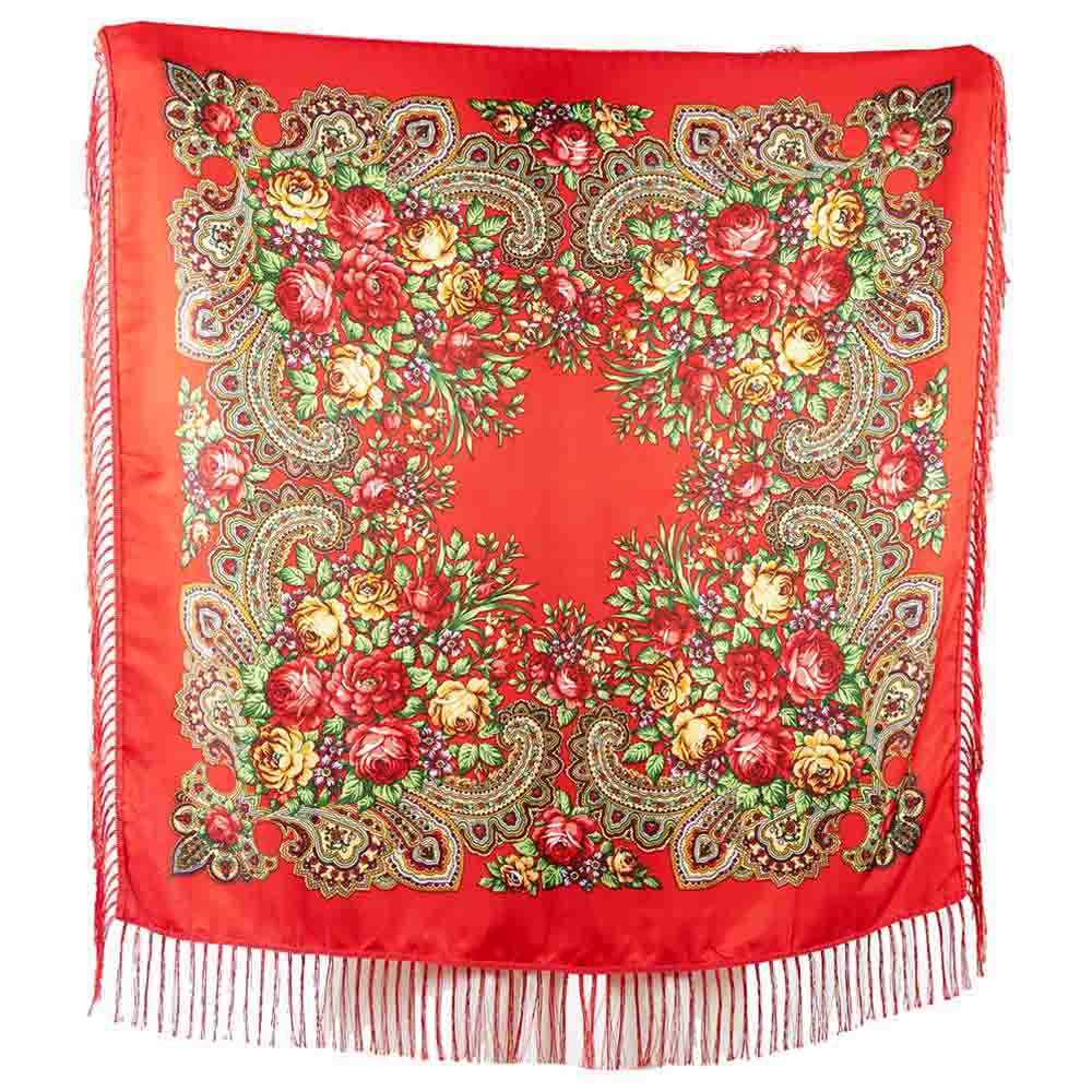 Order D' Daniela - Traditional Print Shawl - L - Red W/ Gold and Grey ...