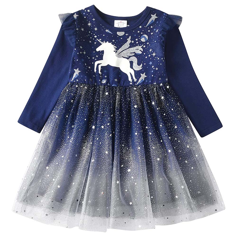 Order D' Daniela - Unicorn w/ Stars Dress - Dark Blue Now! | Jomla.ae