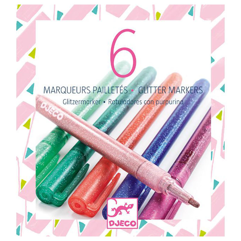 DJECO - 6 Sweet Glitter Markers | Jomla.ae