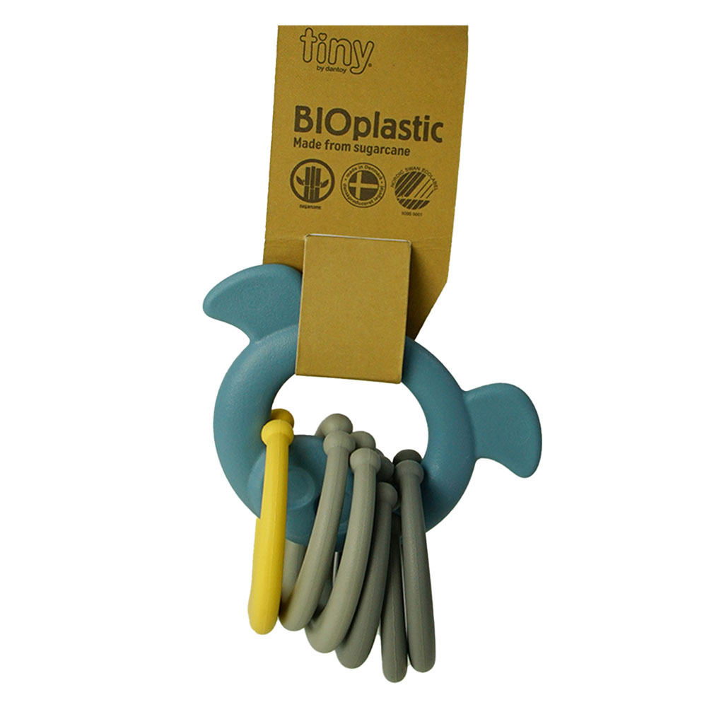 Dantoy - Bioplastic Tiny Teether Ring Chain - Pig - Blue | Jomla.ae