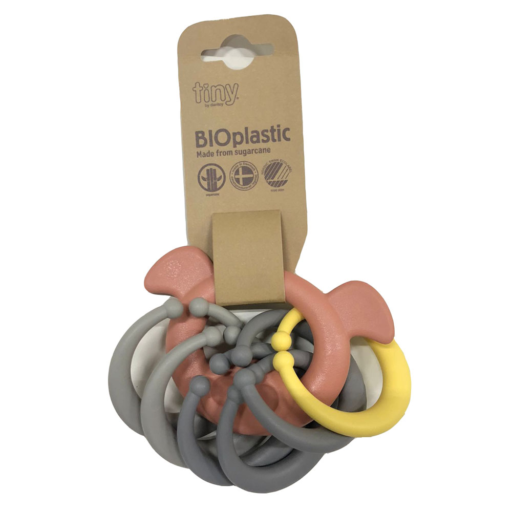 Dantoy - Bioplastic Tiny Teether Ring Chain - Pig - Coral | Jomla.ae