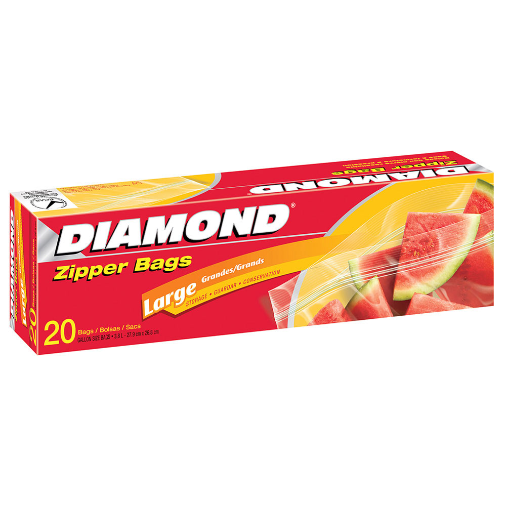 Diamond - Zipper Storage Bags Large 20pcs | Jomla.ae