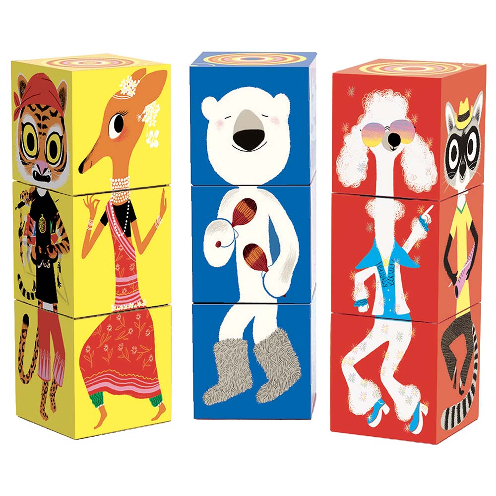 Djeco - 9 Funny Animals Blocks | Jomla.ae