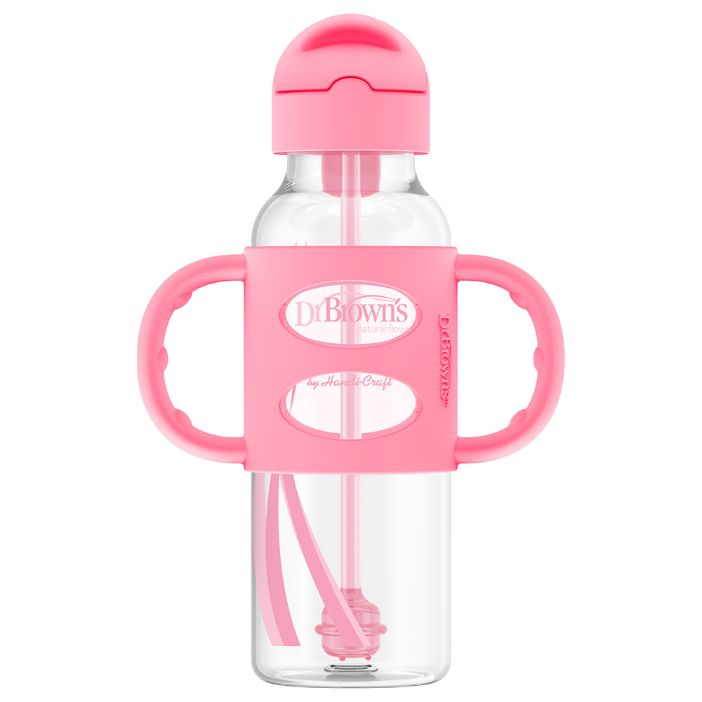 Order Dr. Browns - Sippy Straw Bottle w/ Silicone Handles 250ml - Pink ...