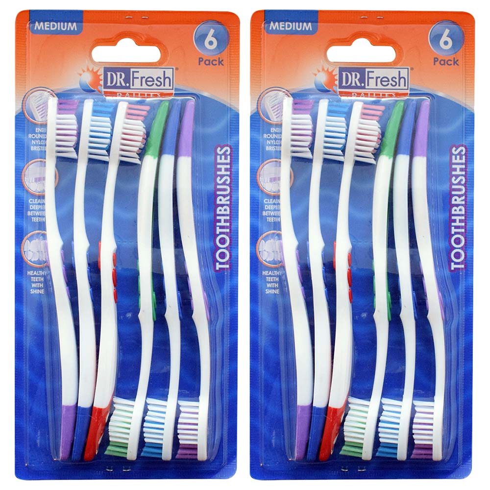 Dr.Fresh - Mix 6Pcs-Set Toothbrushes - Pack Of 2 | Jomla.ae