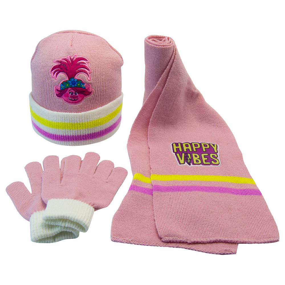Dreamworks - Trolls Girls Winter Set 3Pcs-Set - Pink | Jomla.ae