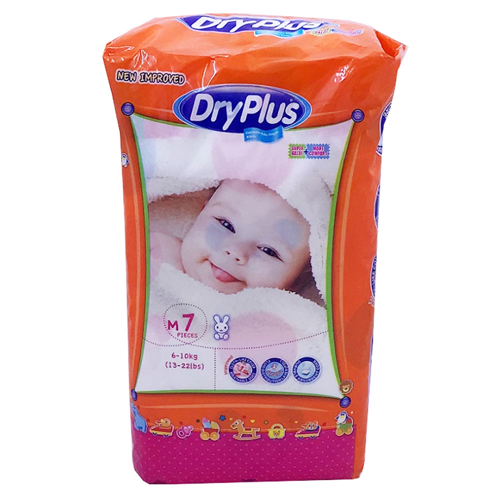 Order DryPlus - Baby Diaper - Medium, 7 Counts Now! | Jomla.ae