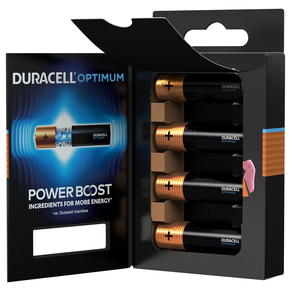 Duracell - Optimum Type AA Alkaline Batteries Pack Of 4 | Jomla.ae