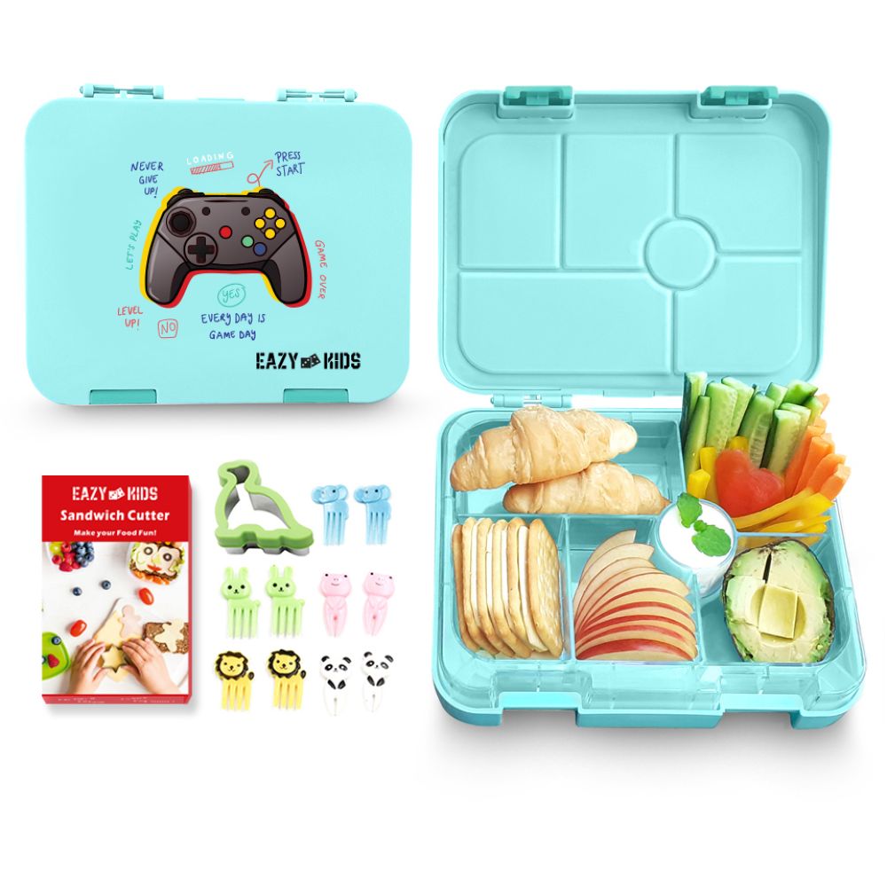 Eazy Kids 6 Compartment Bento Lunch Box w Sandwich Cutter Set ...