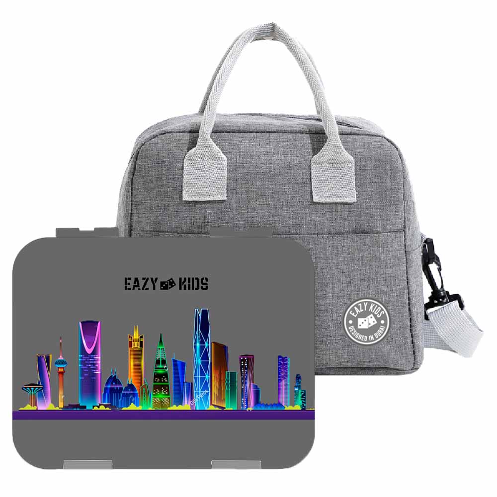 Order Eazy Kids - Bento Boxes w/ Insulated Lunch Bag - Love Riyadh Grey ...