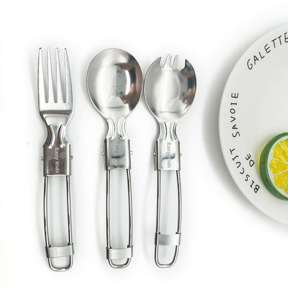 Order Eazy Kids - Folding Spork, Spoon & Fork - Silver Now! | Jomla.ae