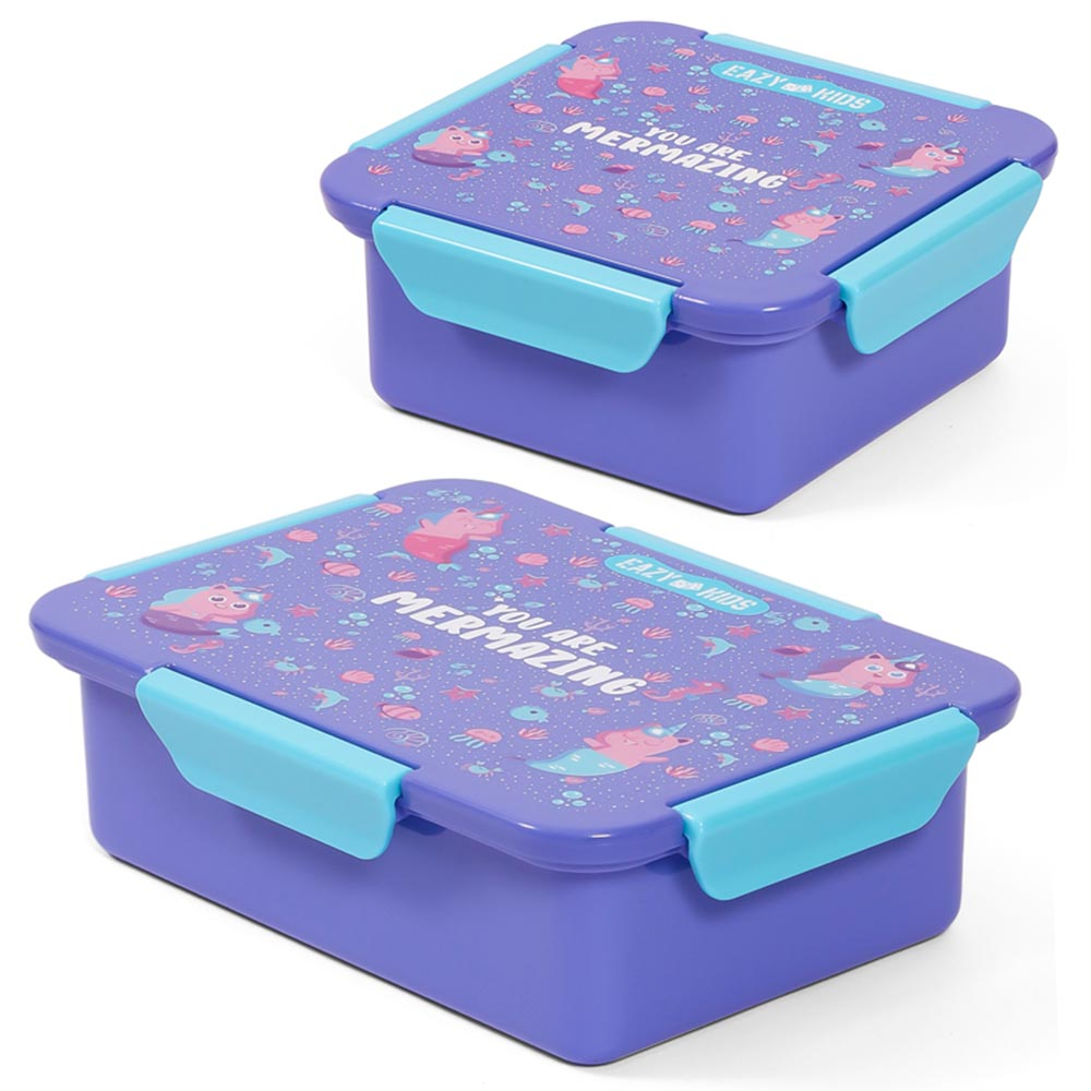 Eazy Kids - Mermaid Lunch Box Set 2pcs - Purple | Jomla.ae