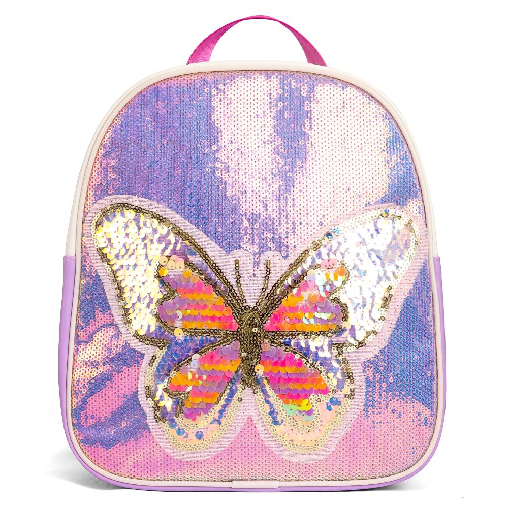 Eazy Kids - Sequin School Backpack - 10-Inch - Butterfly Pink | Jomla.ae