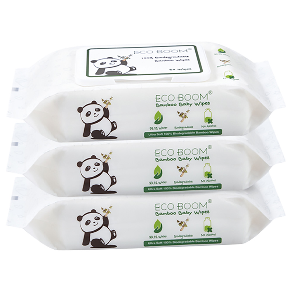 Order Eco Boom - Biodegradable Wipes Pack Of 3 - 180Pcs Now! | Jomla.ae