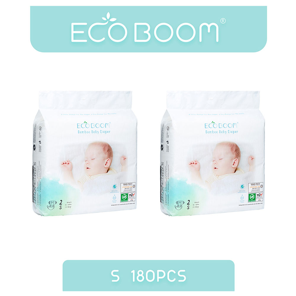 Eco Boom - Premium Bamboo Diaper 3-8kg Pack of 2 - 180pcs | Jomla.ae