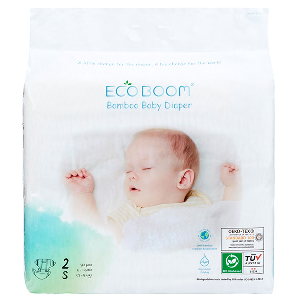 Order Eco Boom - Premium Bamboo Diapers 3-8 Kg - 90Pcs Now! | Jomla.ae