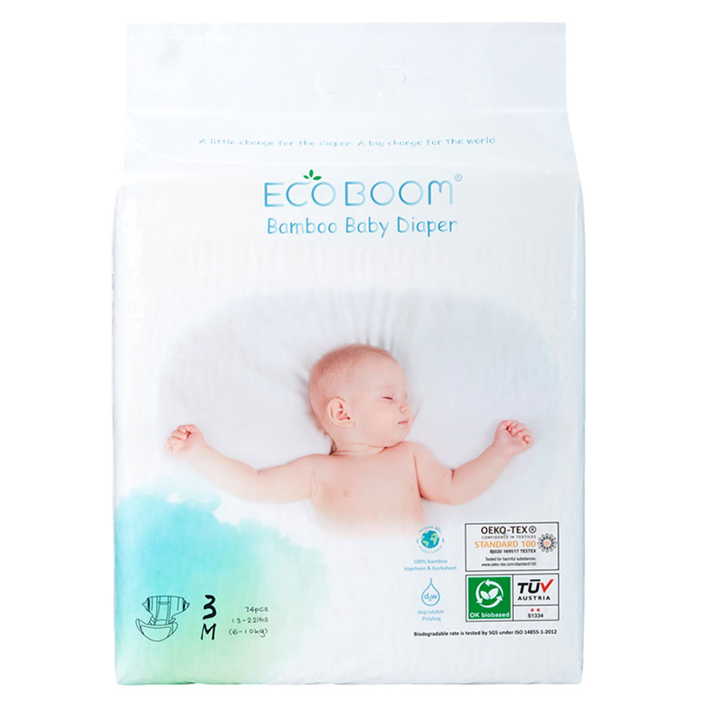 Order Eco Boom - Premium Bamboo Diapers 6-10kg - 74Pcs Now! | Jomla.ae