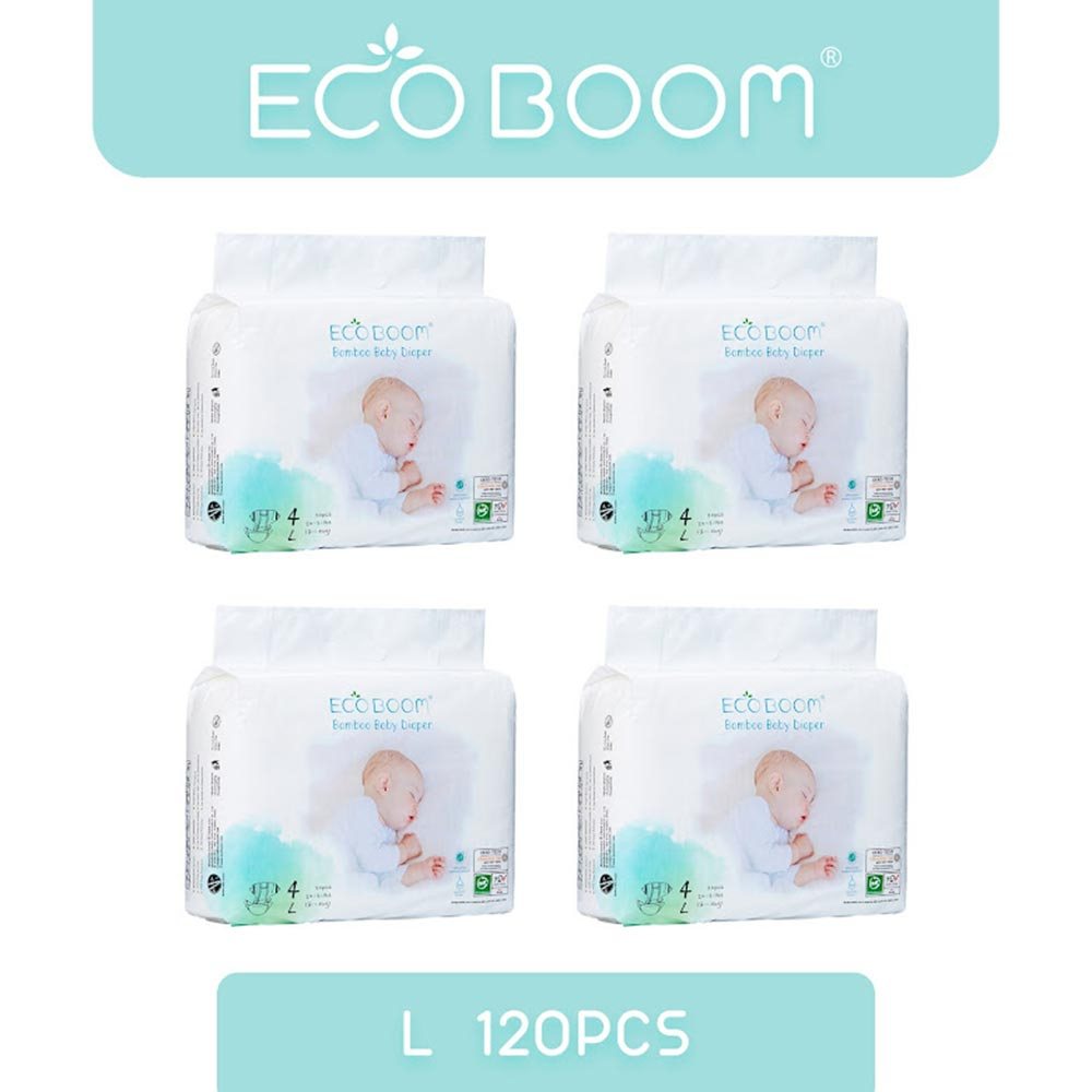 Order Eco Boom - Premium Bamboo Diapers 9-14Kg - 120Pcs Now! | Jomla.ae