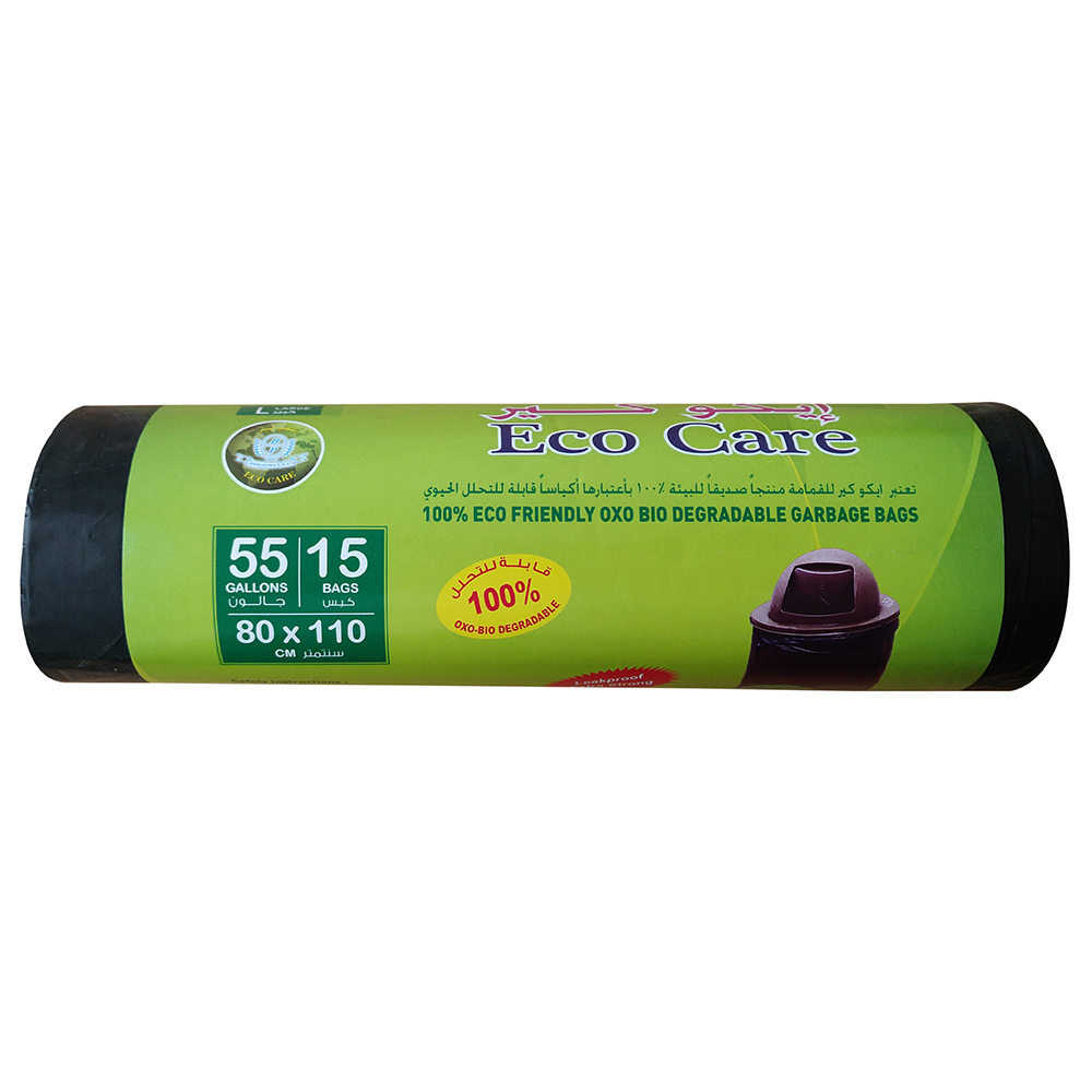 Eco Care - Black Garbage Bag Roll - 15Bags - 55 Gallon | Jomla.ae