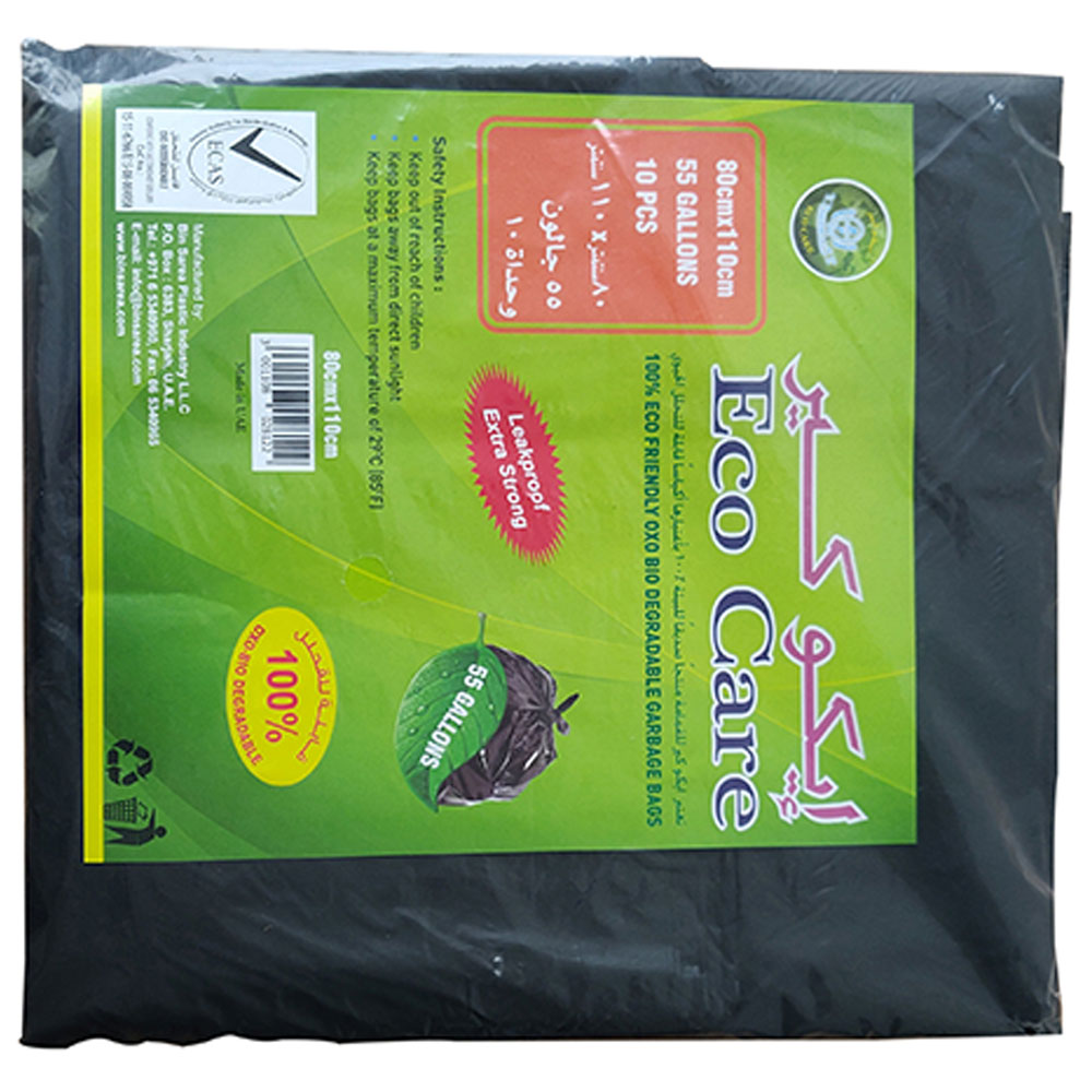 Eco Care - Black Garbage Bag Sheet - 10 Bags - 55 Gallon | Jomla.ae