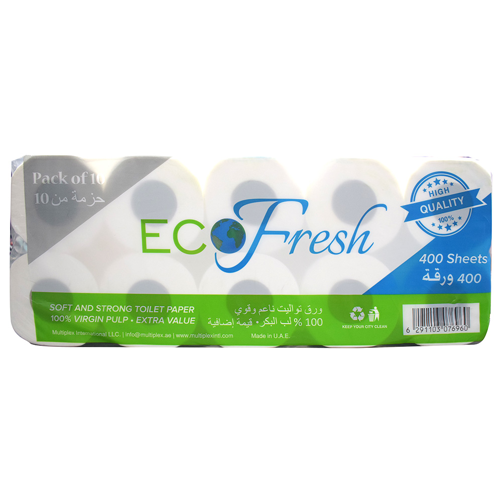 Order Eco Fresh - Toilet Roll 400 Sheets 2Ply Pack Of 10 Now! | Jomla.ae