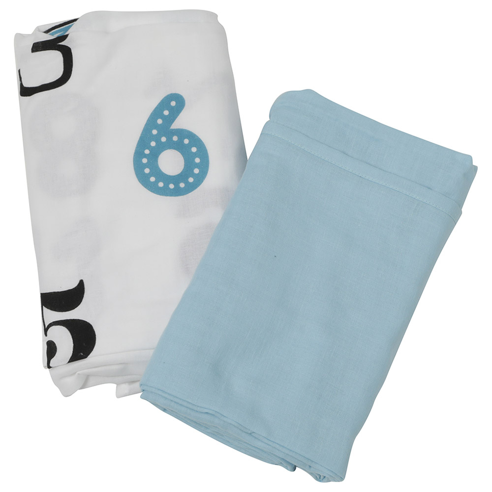 Order Elli Junior - 100%Cotton Blankets Milestone+Sky Blue 2pc-Set Now ...