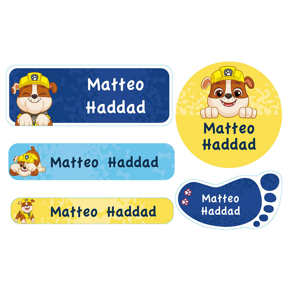 Order Essmak - Paw Patrol Rubble School Labels - 5pcs Now! | Jomla.ae