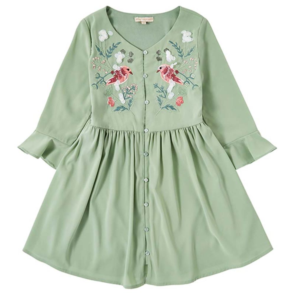 FG4 Kids - Avery Bird Dress - Sage | Jomla.ae