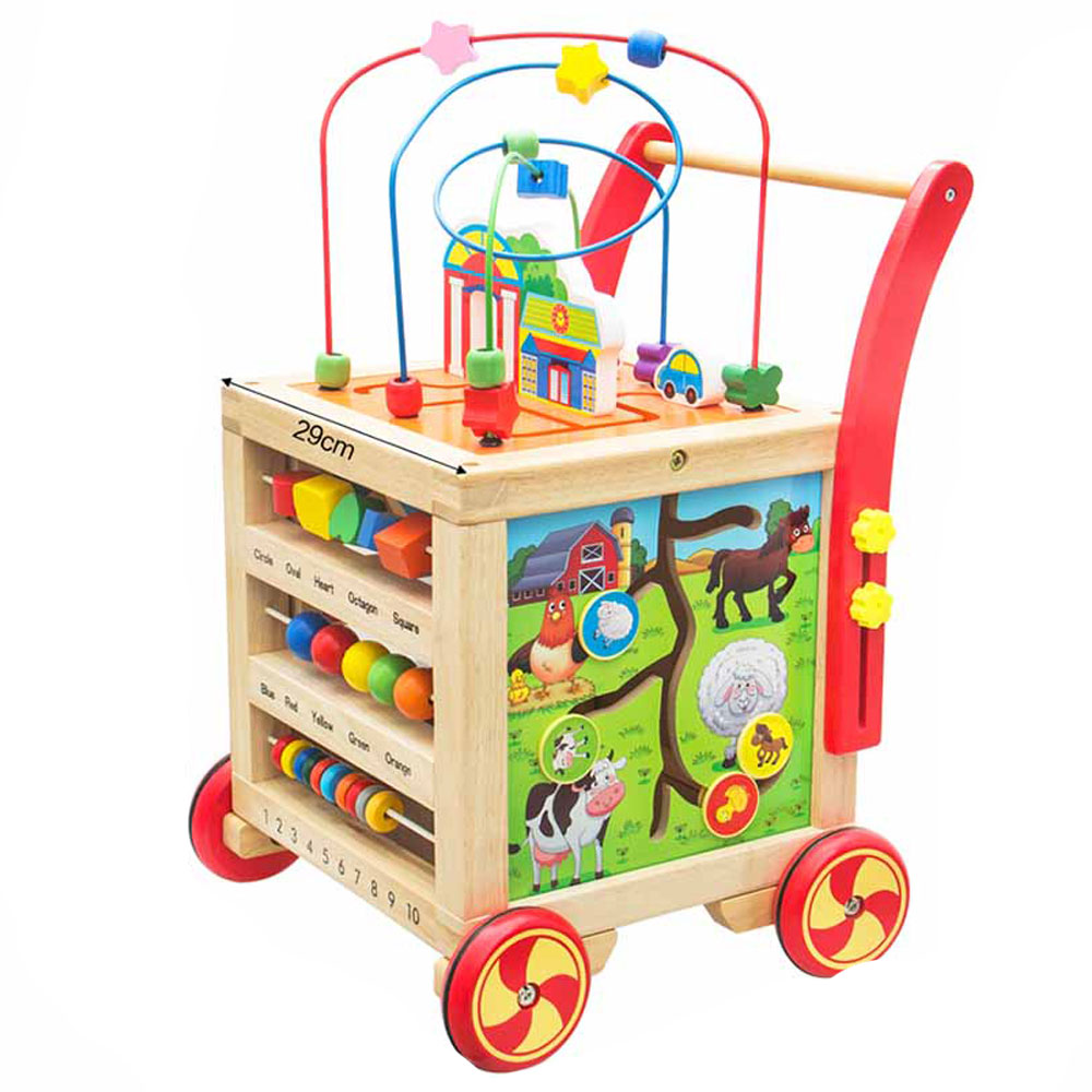 Order Factory Price - Wooden Baby Walker Trolley With Activity Cube Now ...