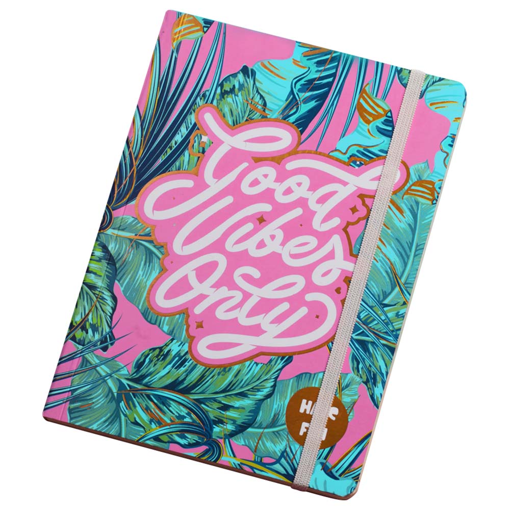 Fairuzy - Good Vibes Notebook With Rubber Band A5 Size | Jomla.ae