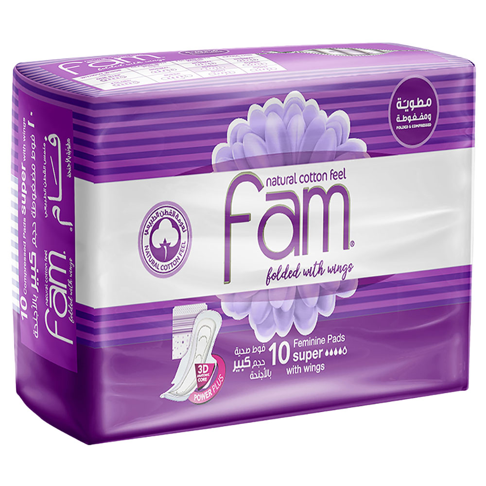 Fam Maxi Thick Folded With Wings Super Sanitary Pads10 Pads | Jomla.ae