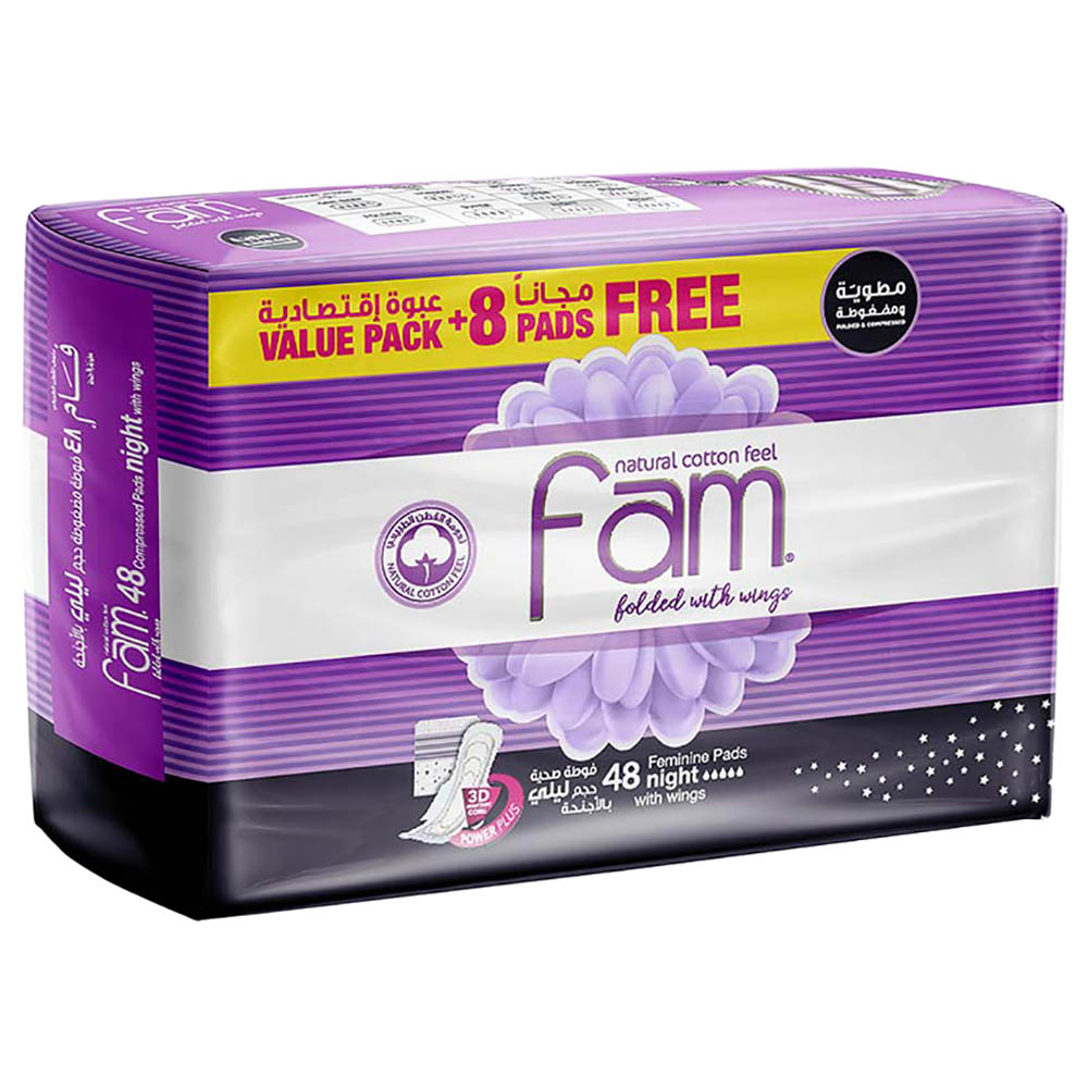 Order Fam - Sanitary Pads Maxi Folded With Wings Night - 48 Pads Now ...