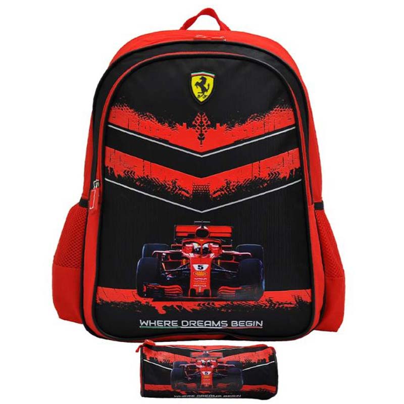 Ferrari Merchandise - Go Like The Wind Bag 16" & Pencil Case | Jomla.ae